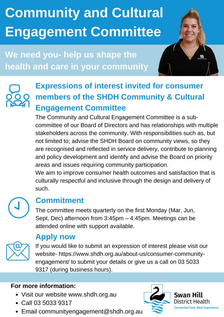 Consumer and Community Engagement : Swan Hill District Health